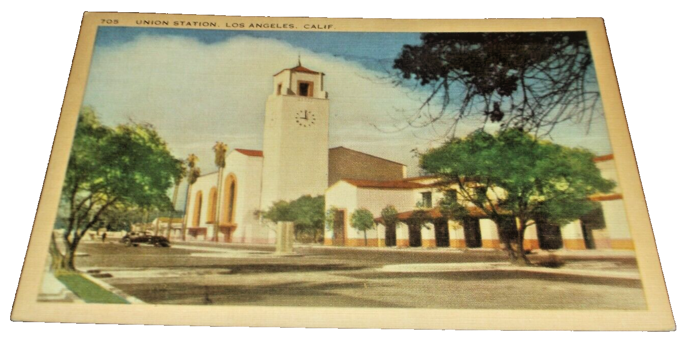 1939 LAUPT LOS ANGELES UNION STATION UNUSED LINEN POSTCARD H | eBay