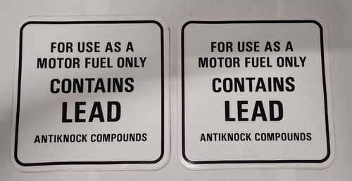 Vintage Contains Lead Sign Decal Antiknock Compound Sticker For Gas ...