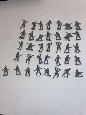 US Grey WWII Figures Soldiers Lot 36pc Little Green Army Men Military ...