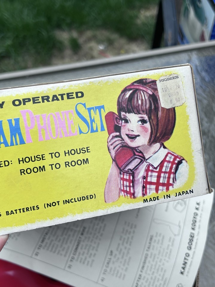 Vintage 1960s Battery Operated Toy Phone Intercom Set Japan Pink ...