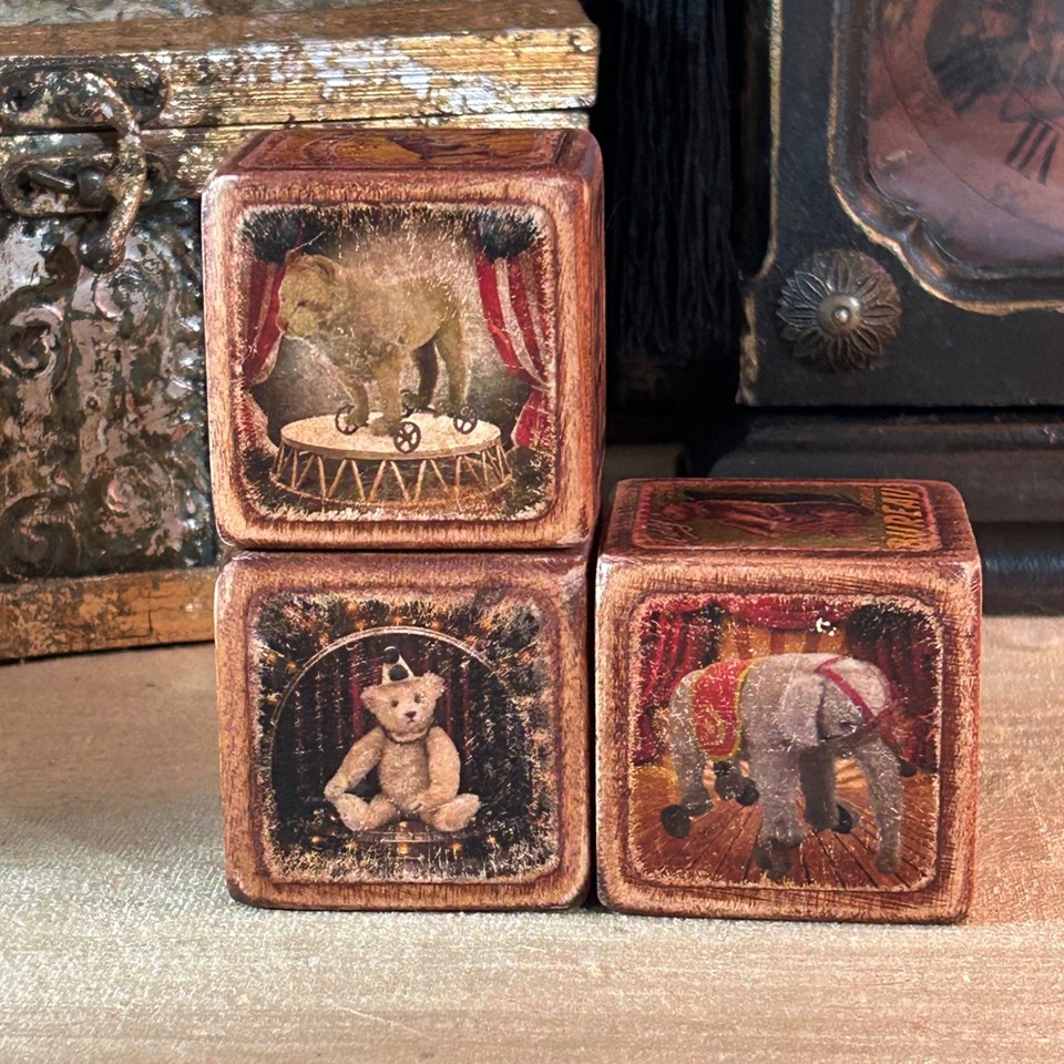 3 SOLID WOOD ABC CIRCUS BLOCKS STEIFF ANIMALS, VINTAGE CIRCUS ...