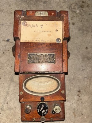 Antique GE General Electric Type S2 Voltmeter Ammeter Wood Case 1909 | eBay
