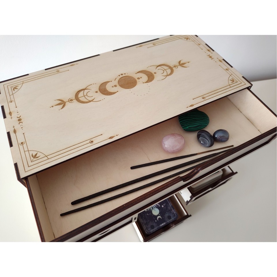 Large tarot card storage box, 12Tarot deck holder, Crystal and jewelry ...