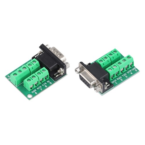D-SUB 9 Pin Breakout Board Black+Green DB9 RS232 Cable Female Connector ...