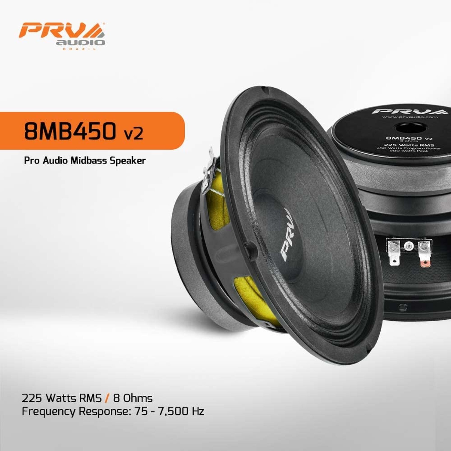 PRV AUDIO 8 Inch Midbass Speaker 8MB450 v2, 450 Watts Program Power, 8 ...