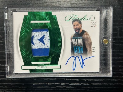 2024 Panini Flawless WWE Green Emerald Jey Uso Patch Auto /5 SSP YEET ...