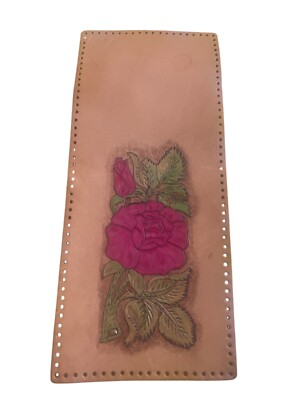 Vintage Tandy Leathercraft 10.5”x 4.5” Stamped Rose On Leather Wallet ...