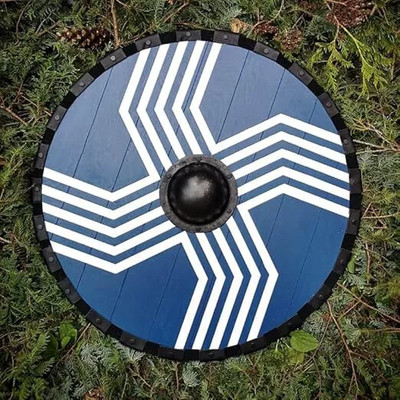 Viking Wooden Shield Round Baltic Viking Shield 22 Blue/White Color ...