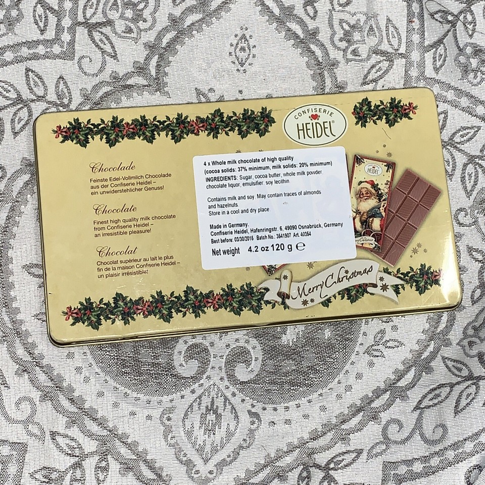Confiserie Heidel Chocolate Bar Merry Christmas Collectible Tin | eBay