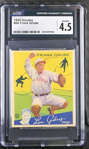1934 GOUDEY #64 FRANK GRUBE 4.5 VG/EX+ RC ROOKIE 343 | eBay