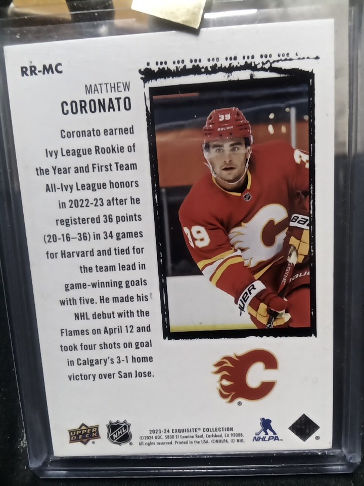 2023-24 UD Black Diamond Matthew Coronato Exquisite Rookie 294/299 RR ...