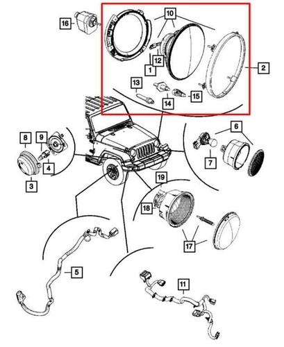 2017-18 Jeep Wrangler Sahara Front Left LED Headlight Lamp 68304051AB ...