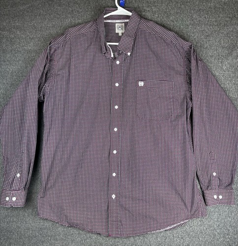 Cinch Shirt Mens L Red Blue Geometric Long Sleeve Button Down Western ...