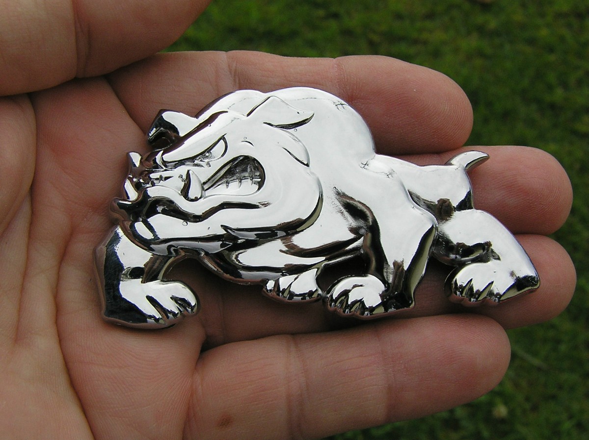English Bulldog Chrome Dog Medallion Car Emblem Logo Badge