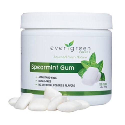 Evergreen Sweets Spearmint Gum Made with Xylitol and Stevia 100 count 3 ...