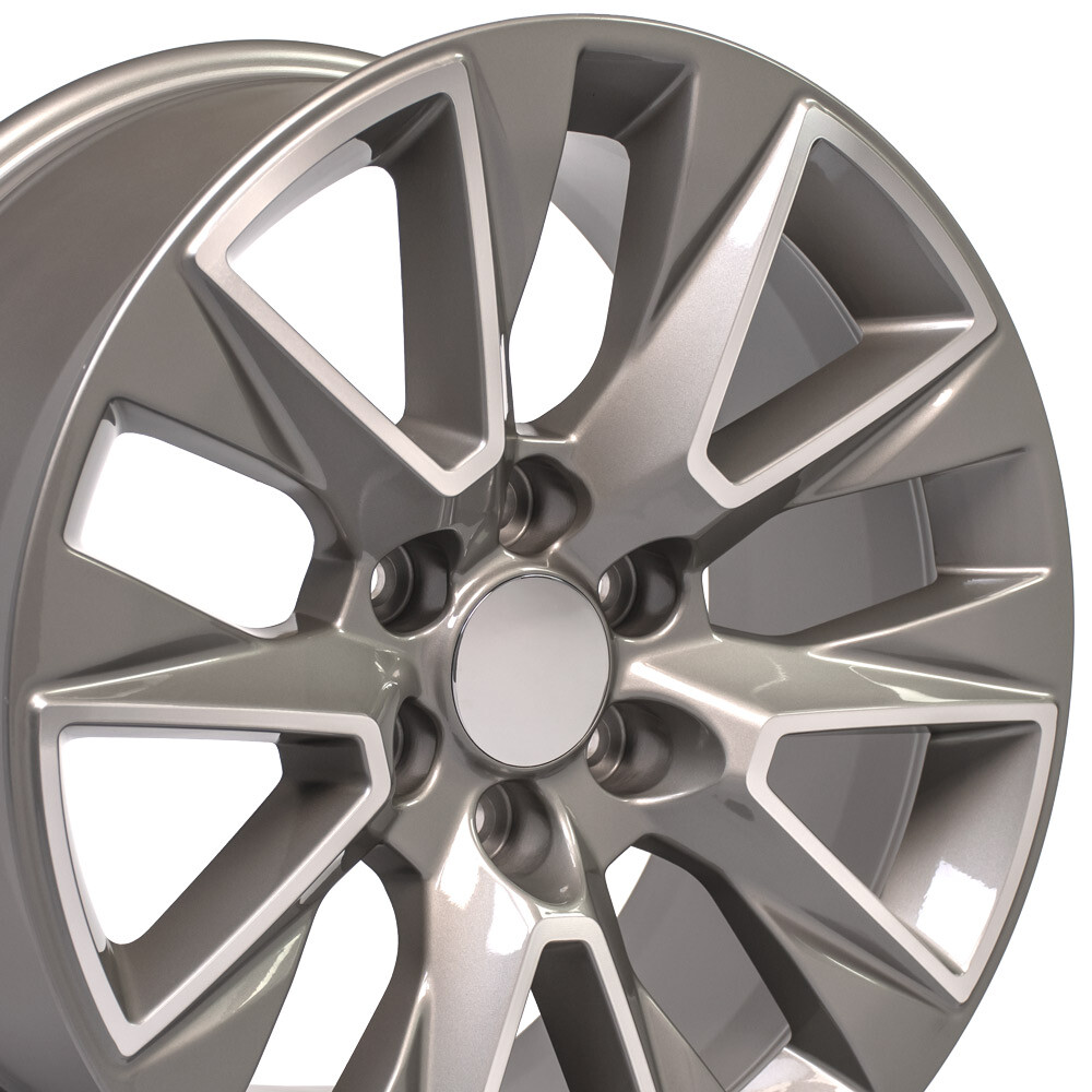 20" Wheel Fits Silverado LTZ Silver Machined 20x9 Chevy Truck Rim 5919 ...