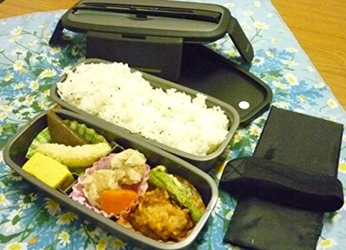Asvel 3115 Large Bento Lunch Box With Bag Chopsticks Luntus Black TLB ...