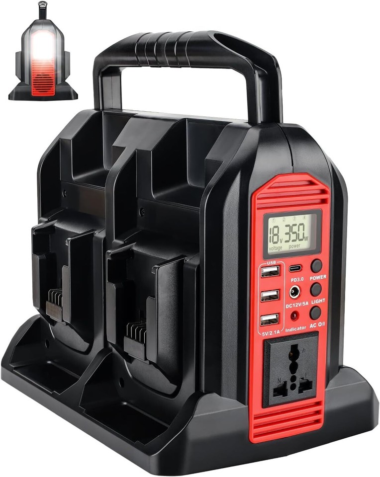 350W M18 Power Supply Inverter For Milwaukee 18V Battery to AC 110V & 3 ...