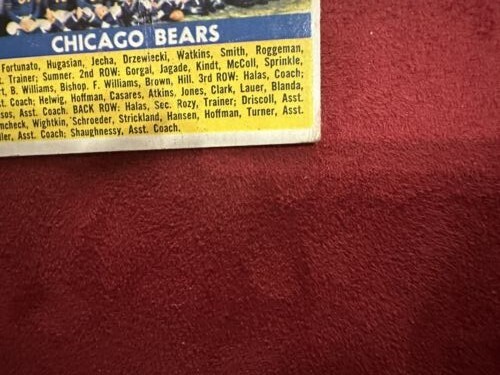 1956 TOPPS #119 CHICAGO BEARS TEAM CARD W/GEORGE HALAS & GEORGE BLANDA ...