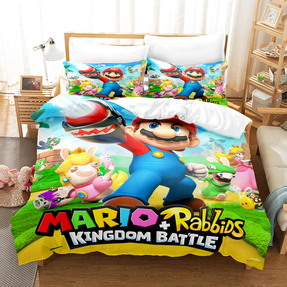 3D Super Mario Luigi Yoshi Duvet Quilt Cover Set Single/Double/Queen ...