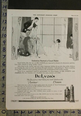 1918 DR LYONS DENTAL CREAM POWDER TOOTHPASTE DECO NOUVEAU HEALTH ART AD ...