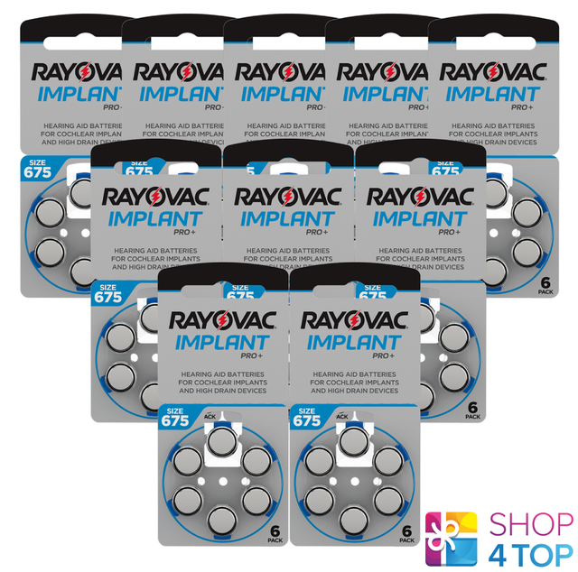 60 RAYOVAC IMPLANT PRO SIZE 675 MF PR44 BATTERIES HEARING AID COCHLEAR ...