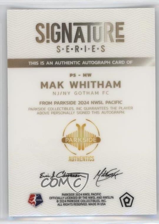 2024 Parkside NWSL Pacific - Signatures Mak Whitham #PS-MW [None ...