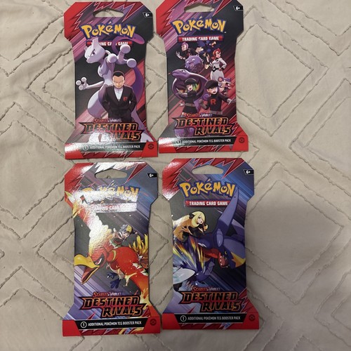 Pokemon Destined Rivals Sleeved Booster pack Complete Art Set (4packs ...
