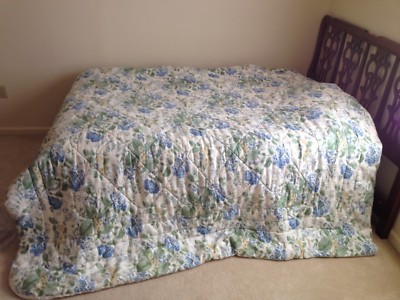 WAVERLY QUEEN BEDDING COMFORTER SET FLORAL Hydrangea Blue Green ...