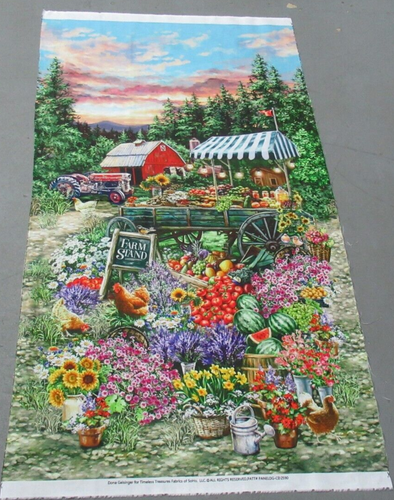 Timeless Treasures quilt-craft fabric FARMSTAND FRESH PANEL mul 2/3 yd ...