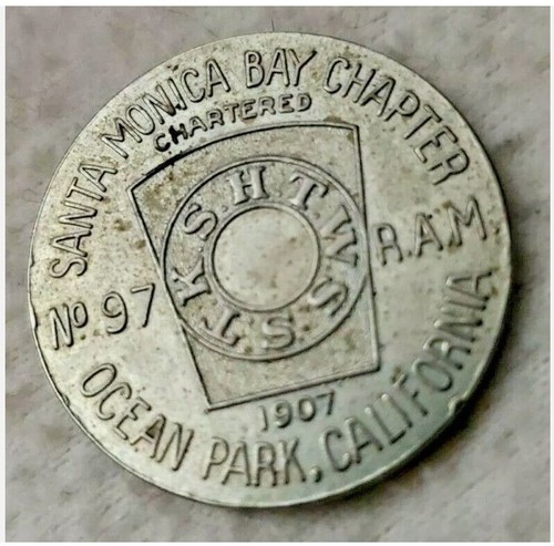 RARE 1907 Masonic Santa Monica Chapter, Ocean Park California, Coin ...