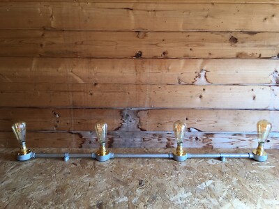 Industrial Galvanised Rustic Ceiling / Wall Conduit Light 4 Bulb Brass ...