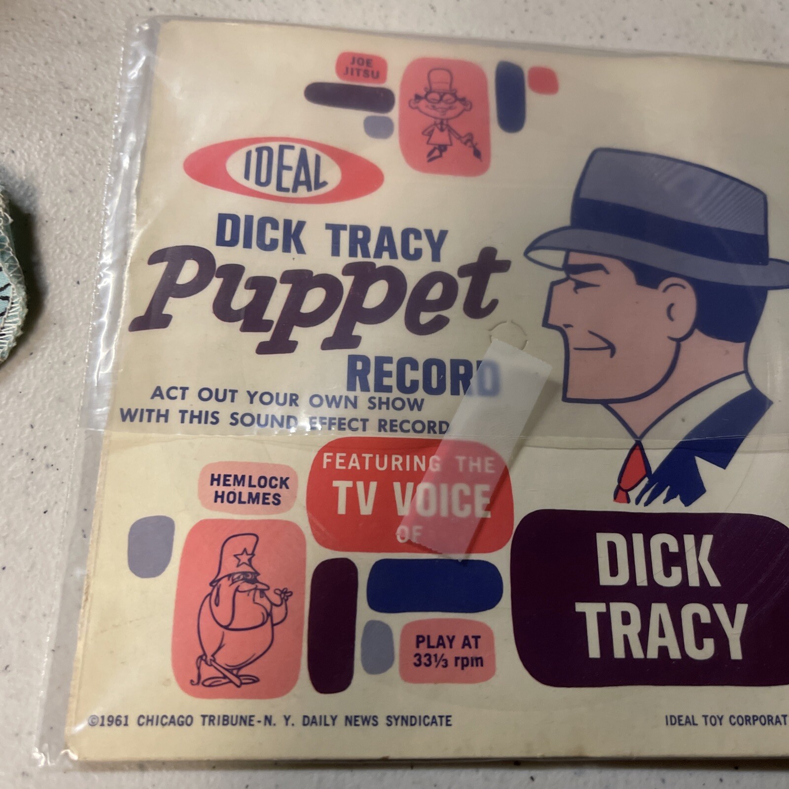 DICKY TRACY HAND PUPPET W Record VINTAGE 1961 | eBay