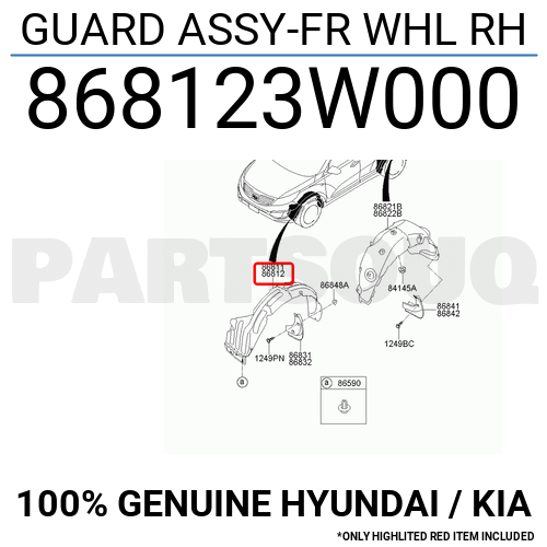 868123W000 Genuine Hyundai / KIA GUARD ASSY-FR WHL RH | eBay
