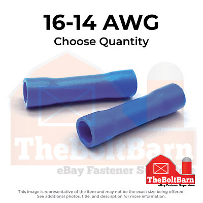Blue PVC/Vinyl Butt Splice Crimp Connectors Terminals, AWG 16-14 | eBay