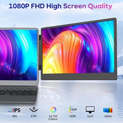 Portable Laptop Screen Monitor Extender - 14" 1080P FHD Portable ...