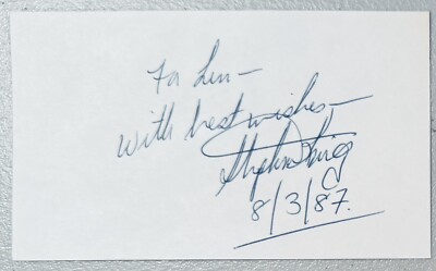 Stephen King Signed Autographed 3x5 Card Full JSA Letter Horror Author ...