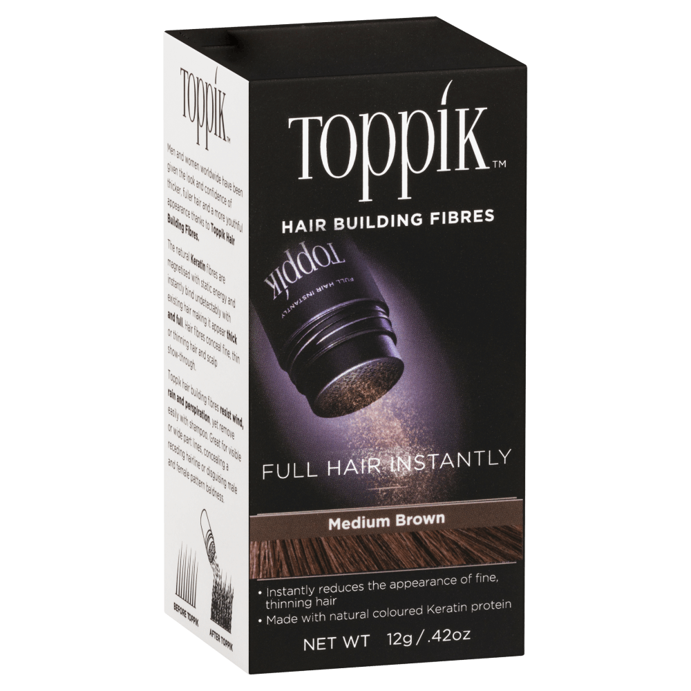Toppik Hair Building Fibres 12g - Medium Brown Full Hair Instantly ...