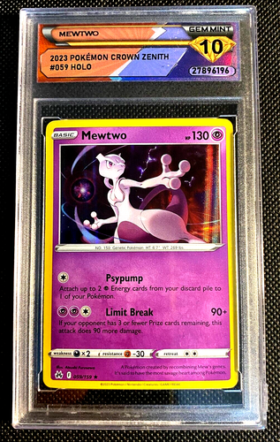 POKEMON DSG 10 GEM MINT MEWTWO HOLO 059/159 CROWN ZENITH G4378 | eBay