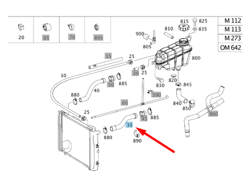 MERCEDES-BENZ G W463 AMG Motor zum Kühlerschlauch A4635015484 NEU ...