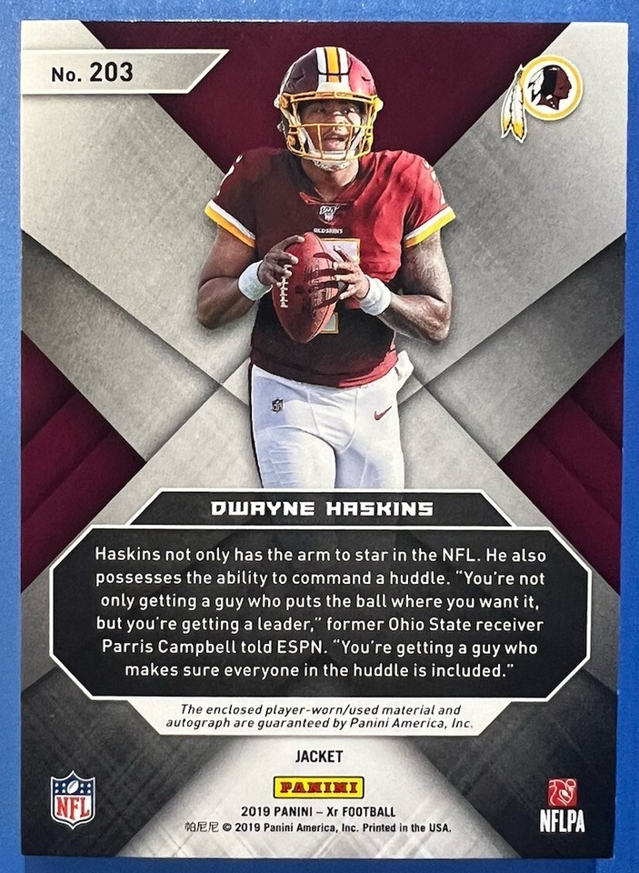 2019 Panini XR Dwayne Haskins Triple Prime Relic Auto 1/1 Ssp Redskins ...