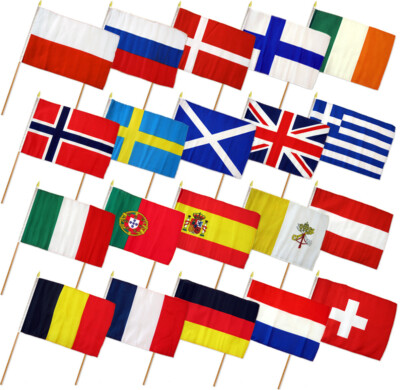 Set of 20 European Country Flags Set of Euro Country Flags 12x18in Desk ...