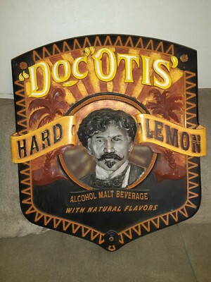 Vintage Huge 30"x 26.5" Doc Otis Hard Lemon Alcohol Malt Beverage 3-D ...
