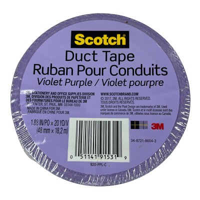 3M 920-PPL-C Scotch Violet Purple Mid-Grade Duct Tape 1.88 in. x 20 yd ...