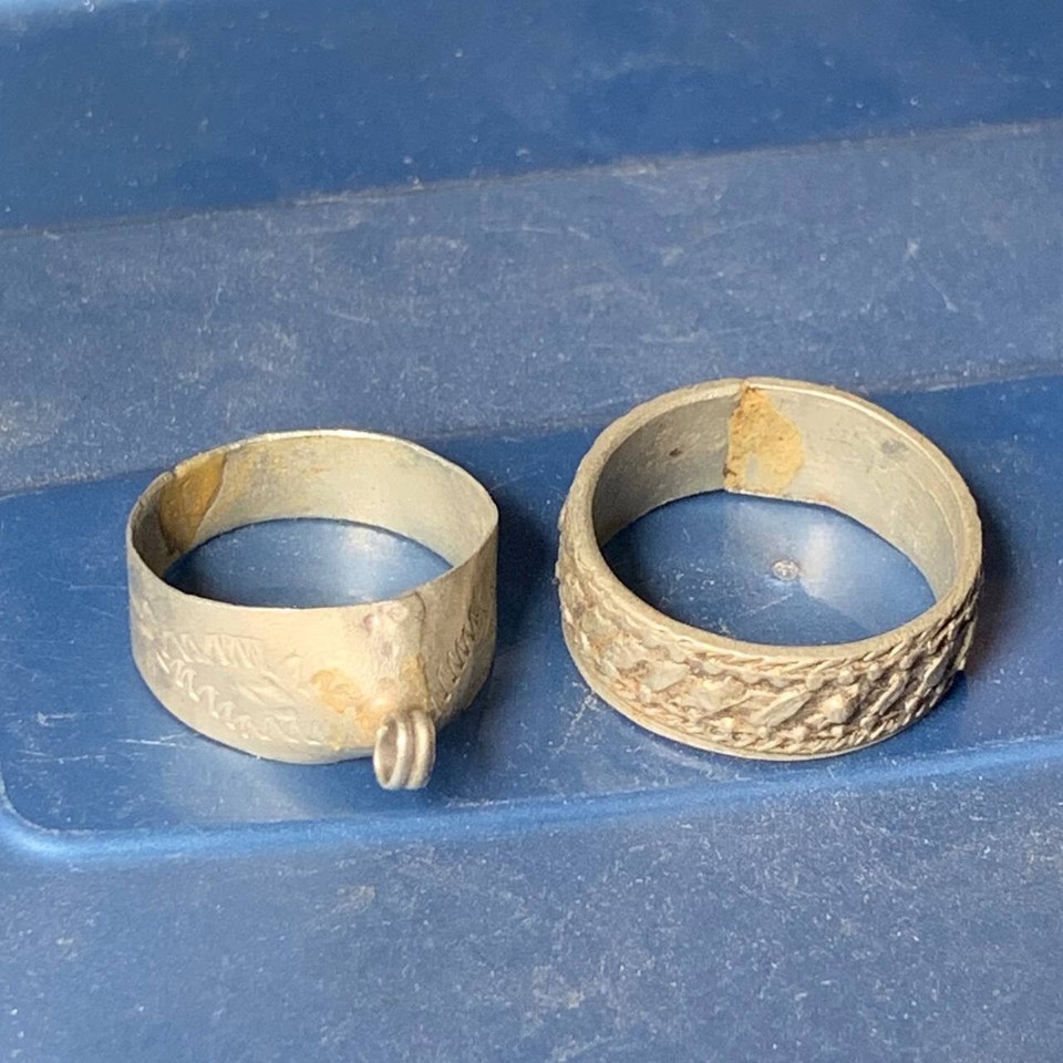 2x VERY STUNNING RARE ANCIENT SILVER RING VIKING AUTHENTIC OLD ARTIFACT ...