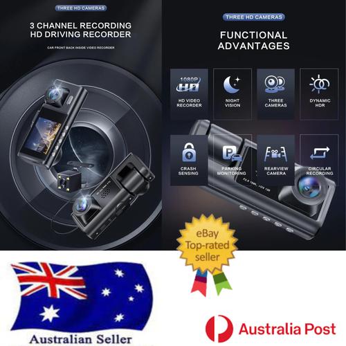 Dash Cam W/ IR Night Vision Loop Recording & 2" IPS Screen 1080P 3 ...
