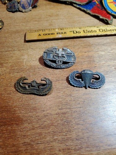 Vtg Lot WWII US Army Sterling Silver Airborne Jump Wings Combat Pin ...