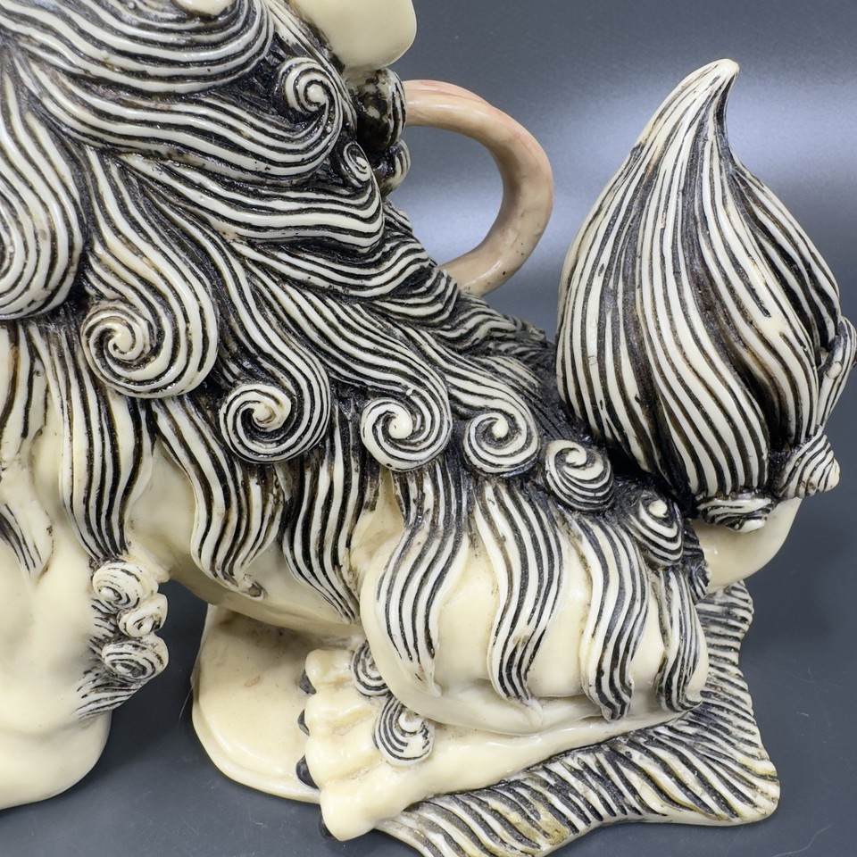 Vintage Chinese Guardian Lion Sculpture Signed Foo Dog Fu Foo Dog With ...