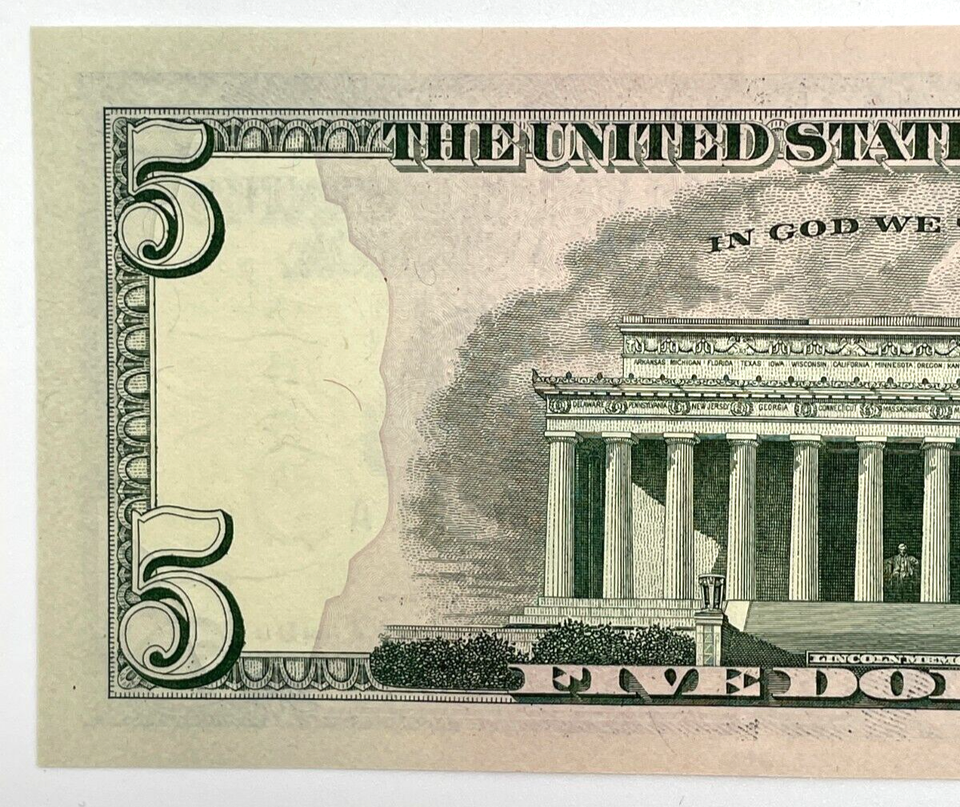 New Uncirculated Five Dollar Bills Series 2021 $5 Sequential Bank Notes ...