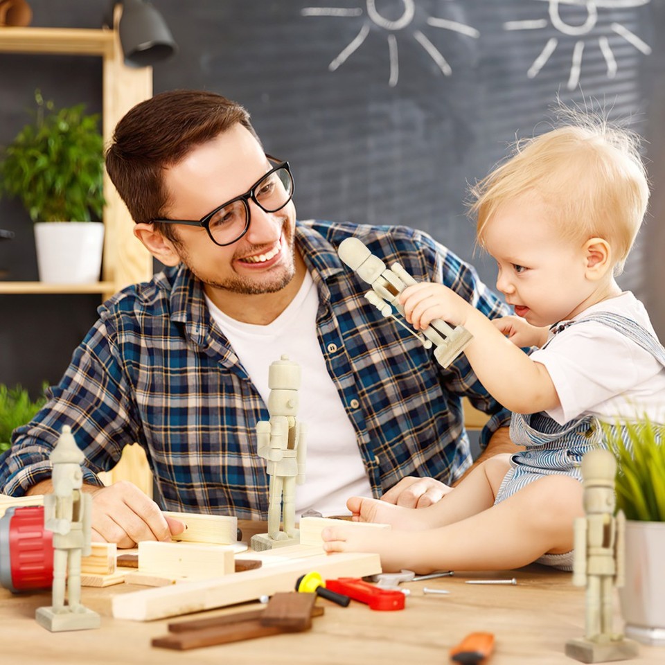 6pcs Unpainted Wooden Nutcracker DIY Small Nutcracker Figures Christmas ...